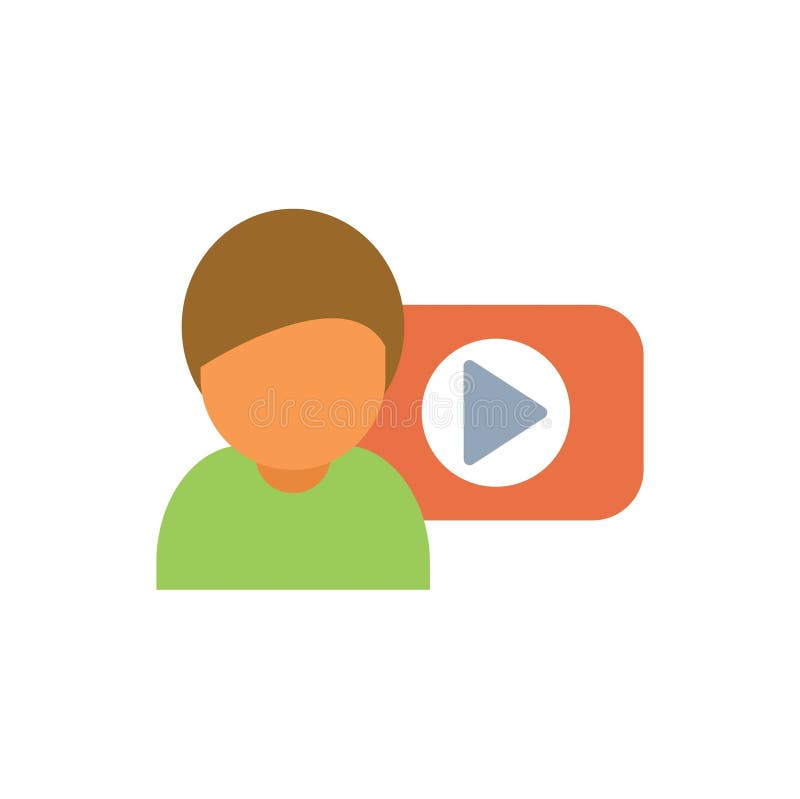 Person Watching Video Content Online with Play Button Icon Stock Vector ...