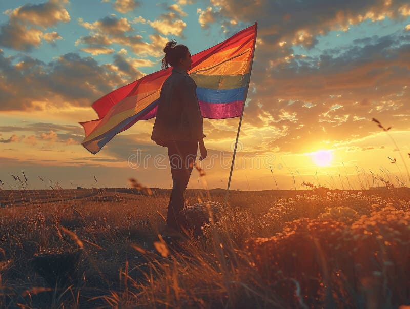 A Person Waving a Trans Pride Flag Medium Shot Stock Photo - Image of ...
