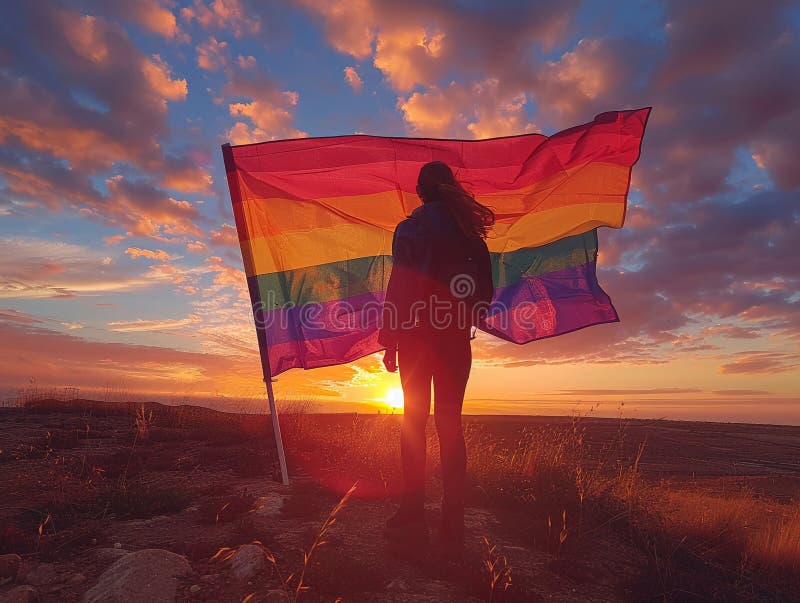 A Person Waving a Trans Pride Flag Medium Shot Stock Image - Image of ...