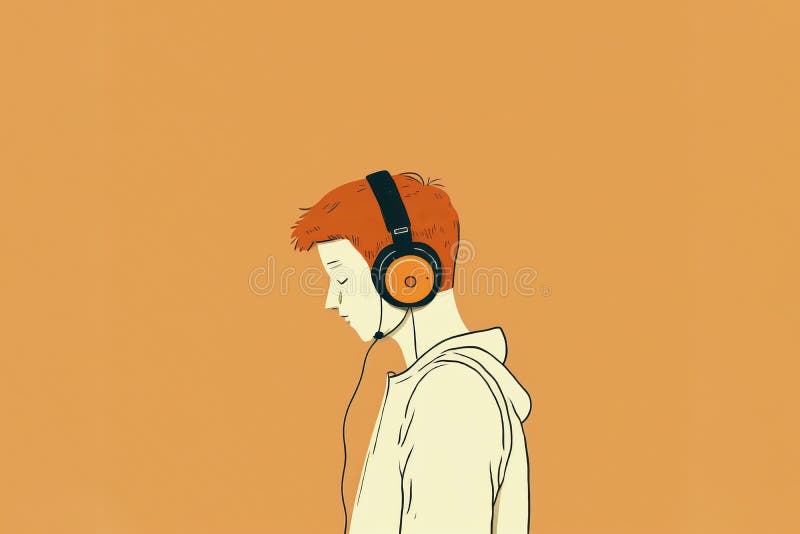 A Person Wearing Headphones Listening To Music. Generative Ai Stock ... A Person Wearing Headphones Listening To Music. Generative Ai Stock ...