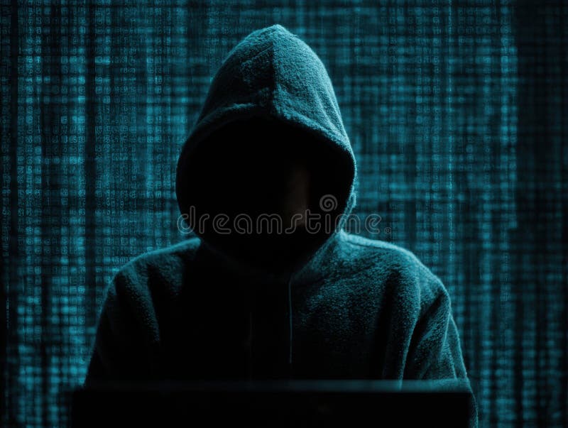 Person is Wearing a Hoodie and Sitting in Front of a Screen with ...