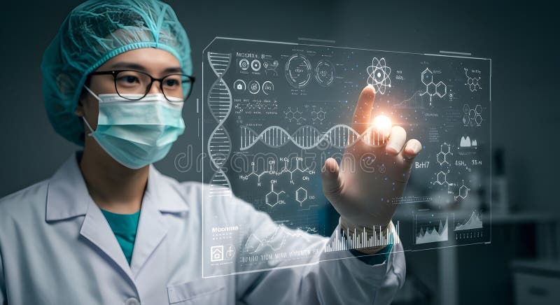 Person Wearing a Lab Coat and Technology Stock Illustration ...