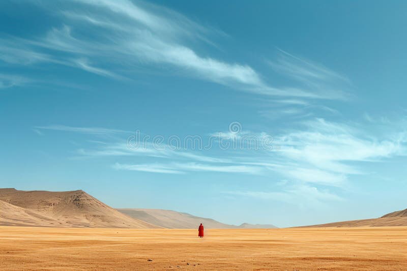Person in Wearing Red Robes Standing on the Desert. AI Generated Stock ...