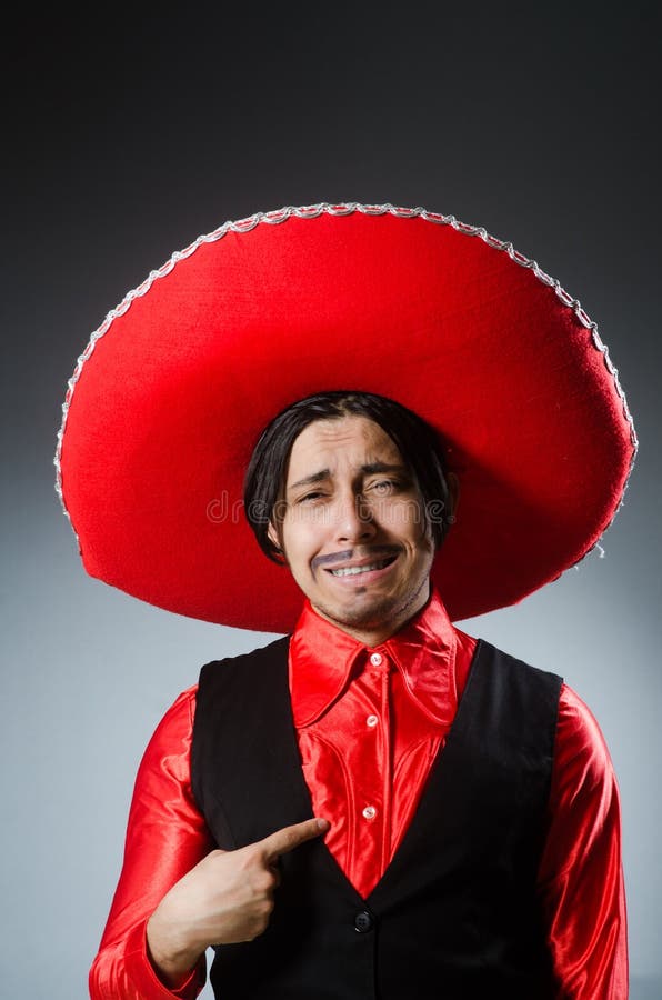 The Person Wearing Sombrero Hat in Funny Concept Stock Image - Image of ...