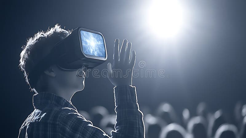 A Person Wearing a Virtual Reality Headset in a Bright Environment ...