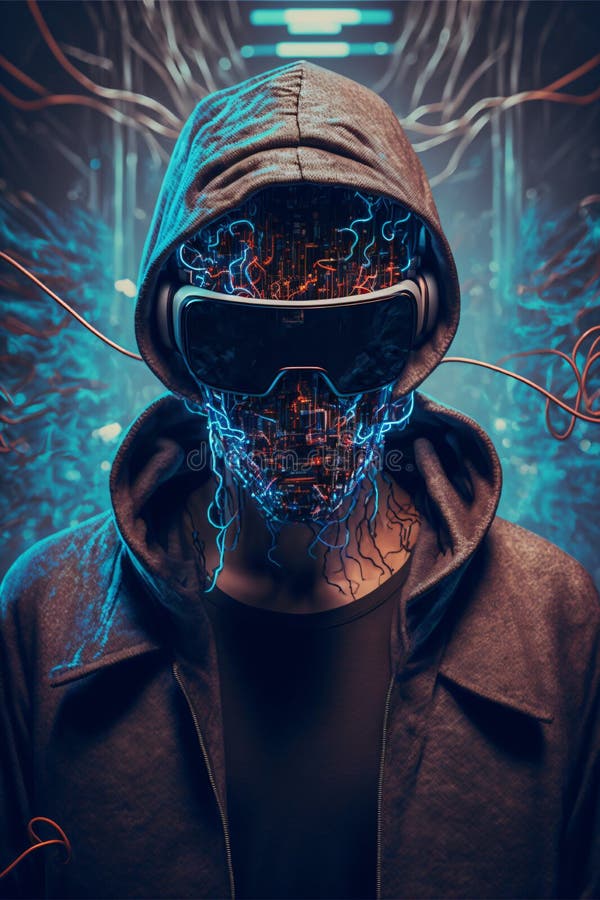 A Person Wearing A Vr Headset Cybersecurity Cyberpunk Hacking Vr Concept Generative Ai Art