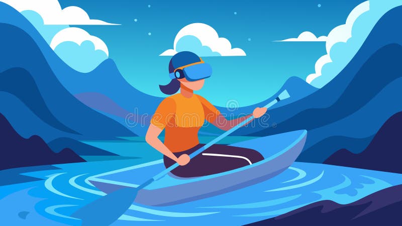 A Person Wearing a VR Headset and Using a Rowing Machine Completely ...