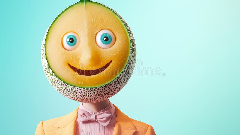 Person Wears a Melon As a Head while Dressed in a Colorful Suit Stock ...