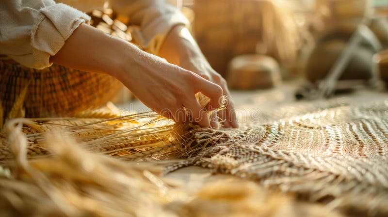 Person Weaving a Wicker Object. Stock Image - Image of skills, design ...