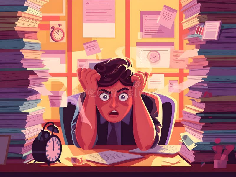 A Person Weighed Down by Chaotic Elements. Concept of Overload, Being ...