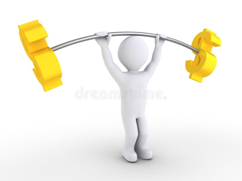 Person is Weight Lifting Dollars Stock Illustration - Illustration of ...
