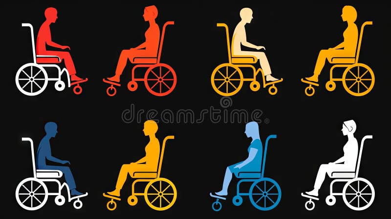 Person in a Wheelchair Vector Icons Set. Illustration Isolated for ...