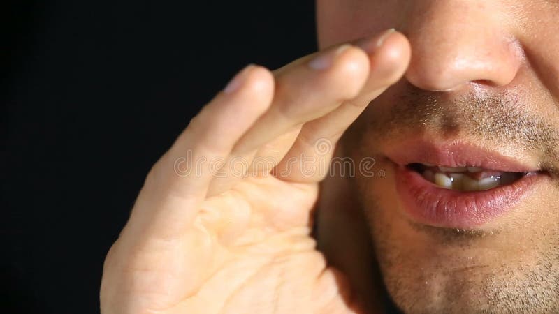 A Person Whisper into the Camera. Close-up of the Lips. Whisper on a ...