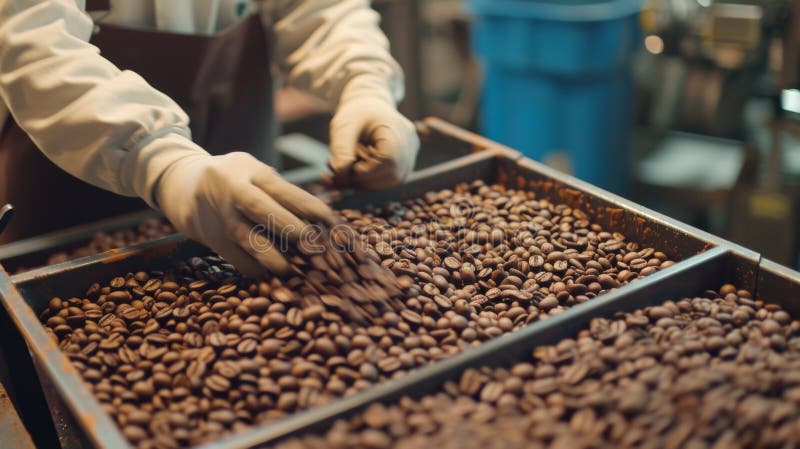 A Person in a White Shirt is Sorting Coffee Beans, AI Stock Illustration - Illustration of ...