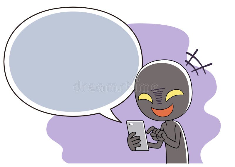 A Person Who Does Evil on the Internet Using a Smartphone. Stock Vector ...