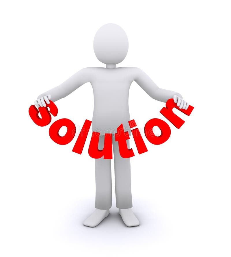 Person Who Holds the Word Solution Stock Illustration - Illustration of ...