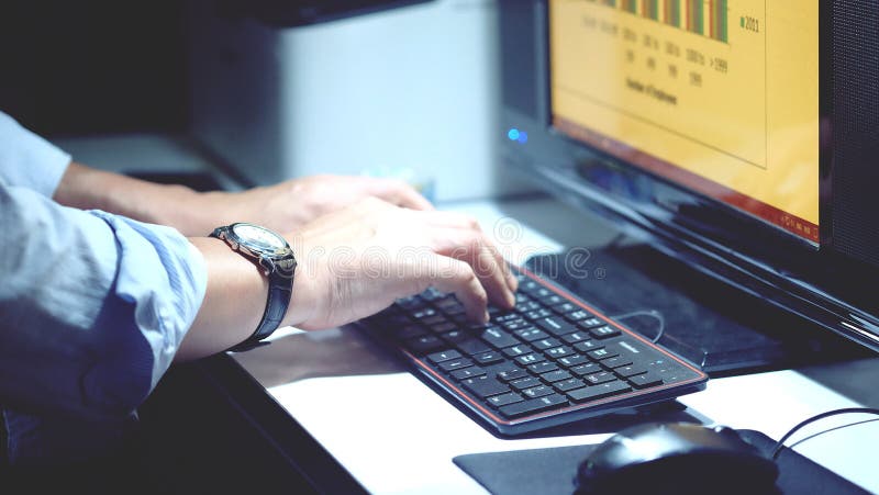 A Person Who Working on Desktop Computer Stock Image - Image of work ...