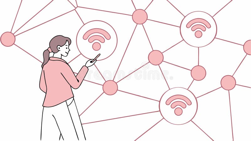 Person with WiFi Network Symbols, Symbolizing Connectivity and ...