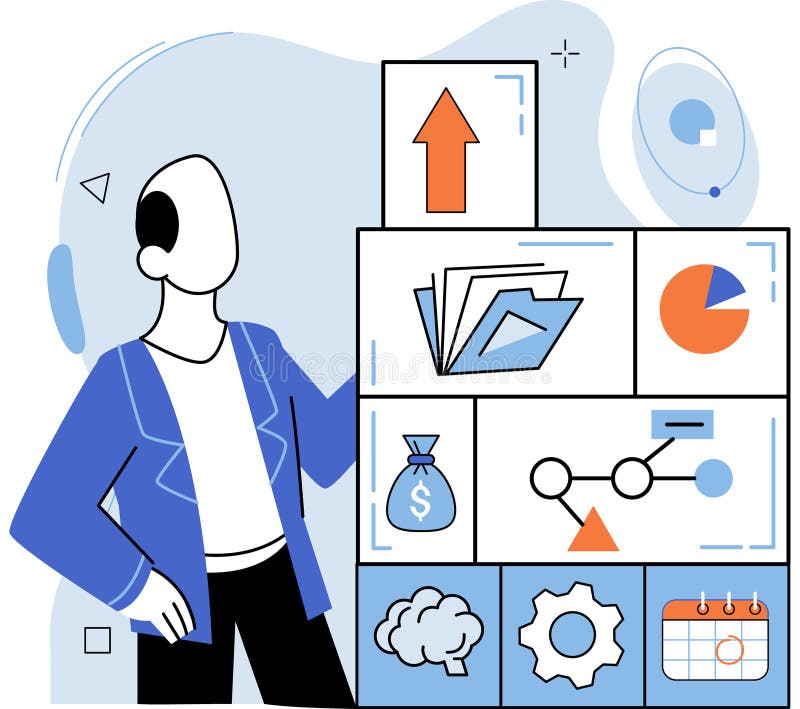 Person Work with Abstract Business System Organizing Data Analyzing ...