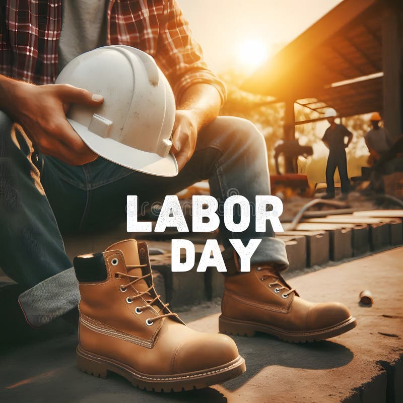Labor Day Concept. Worker with Safety Helmet and Boots on Construction ...