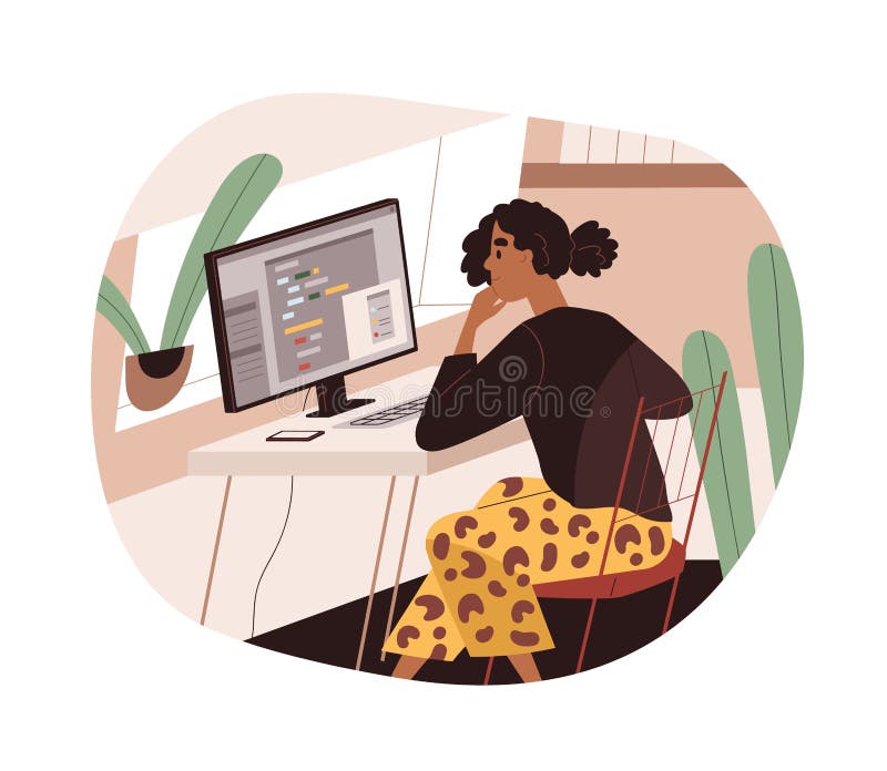Programmer Coder Web Developer Or Software Engineer Sitting At Desk