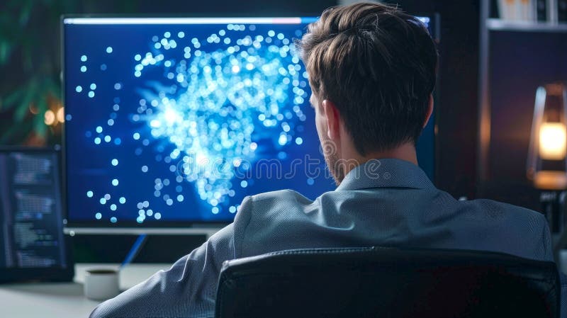 Person Working on Computer. Analyzing Data on Screen Displaying a ...