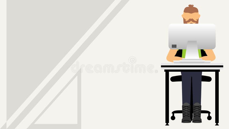Person Working on Computer Muckup Illustration Background Stock Vector ...