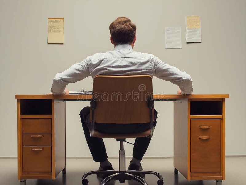 Person Working at Computer, Office Setting, Back View, Modern Workspace ...