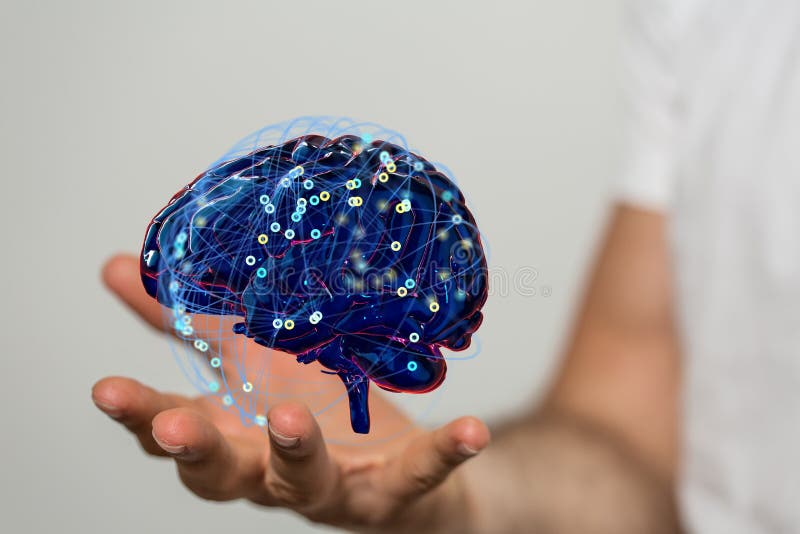 Person Working with a 3D Render of Human Brain - Artificial ...