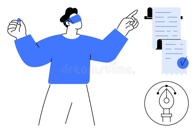 Person Working with Data and Document with Pen Tool in Modern Digital ...