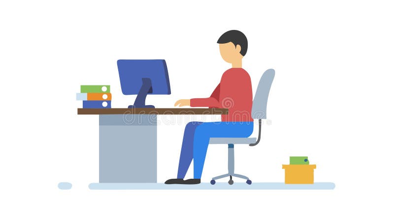 Person Working at Desk Icon Vector for Productivity and Office, Vector ...