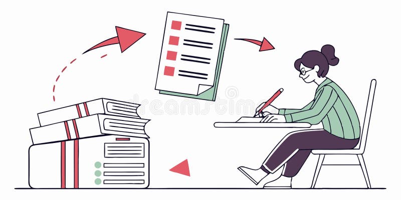 Person Working at Desk Organized Task Management, Vector Design ...