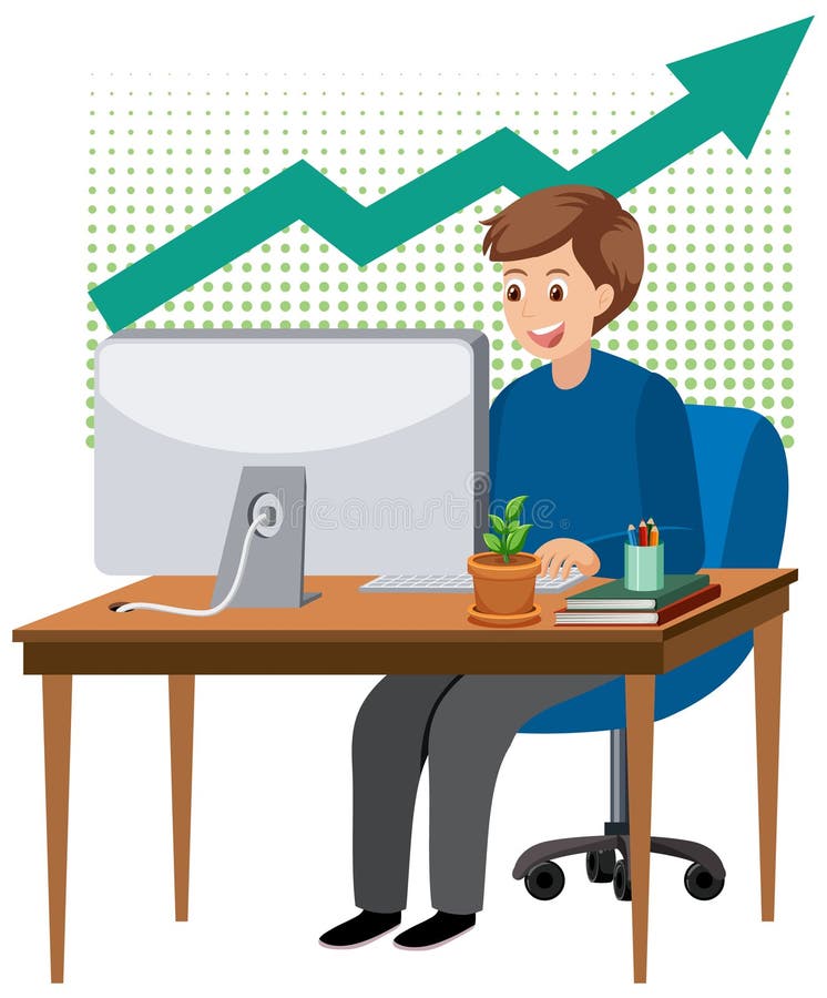 Person working at desk stock vector. Illustration of innovation - 335951846