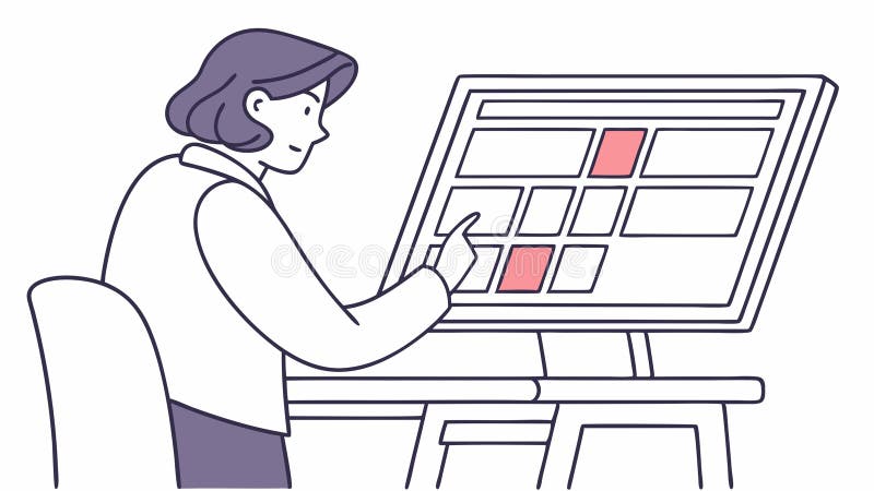 A Person Working on a Desktop Computer with a Complex User Interface. Vector Design Generative ...