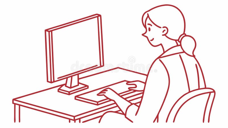 Person Working on Desktop Computer Office Work or Study from Home Desk ...