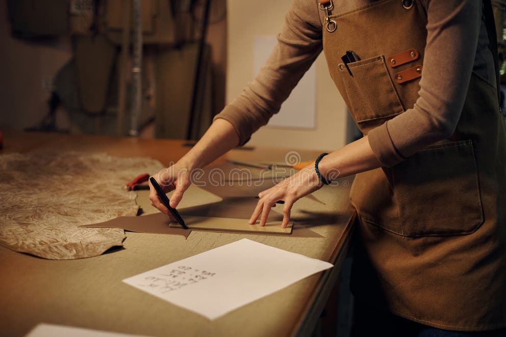 Person Working with Fabric and Cutting Pattern Pieces Stock Photo ...