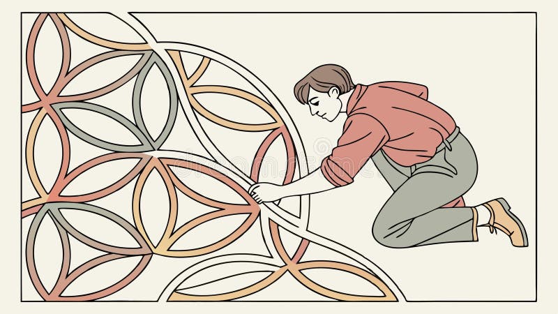 Person Working on Geometric Pattern Vector Illustration Detail, Vector ...