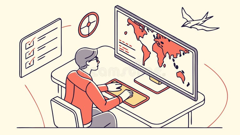 Person Working on Global Project, International Collaboration, Vector ...