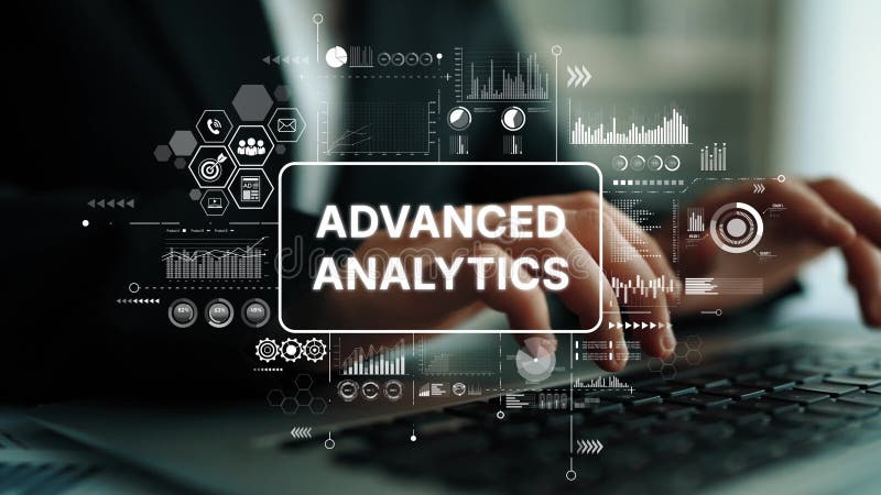 Person Working on Laptop with Advanced Analytics Graphics and Data ...