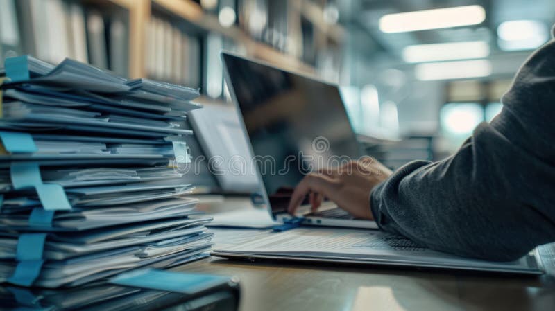 The Stacks of Office Paperwork.AI Generated Image Stock Image - Image ...