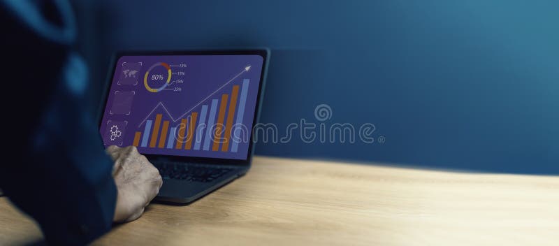 A Person Working on a Laptop Displaying Data Analytics and Charts. the ...