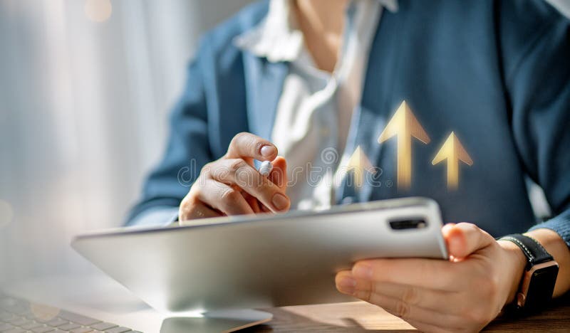 Person is Working on Laptop and Tablet Pc Stock Image - Image of ...