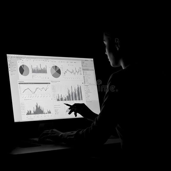 The Late-night Work of a Data Analyst Stock Illustration - Illustration ...