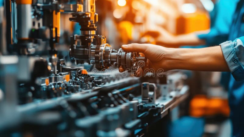 A Person Working on Machinery in an Industrial Setting, Focusing on ...