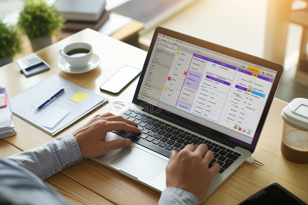 Person Working on a Project Management Software Stock Image - Image of ...