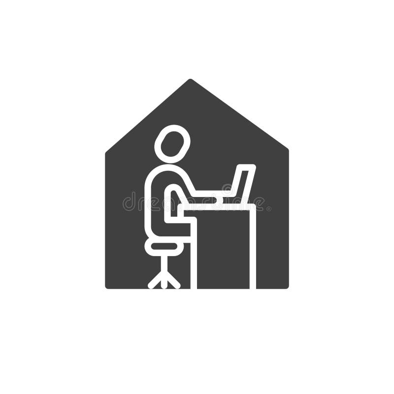 Person Working Remotely from Home Using a Laptop Computer Vector Icon ...