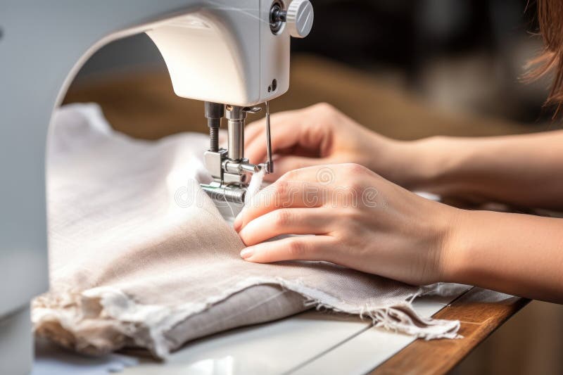 Person is Working on a Sewing Machine. Generative AI Stock Illustration ...
