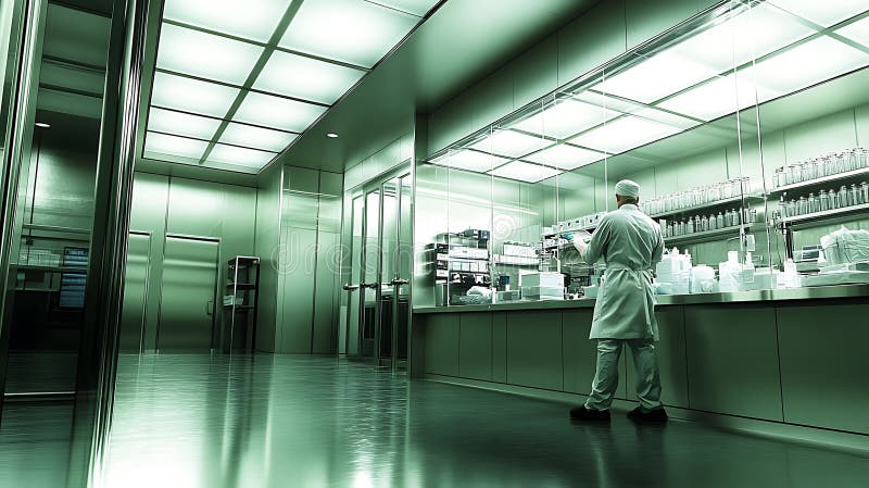 A Person is Working in a Sterile Science Laboratory Stock Illustration ...