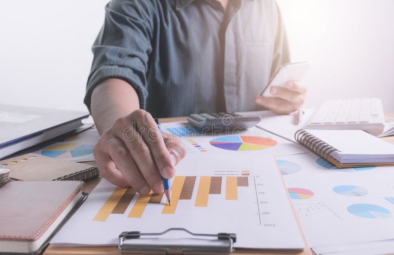 Person Working and Using a Smart Phone for Financial and Account Stock ...