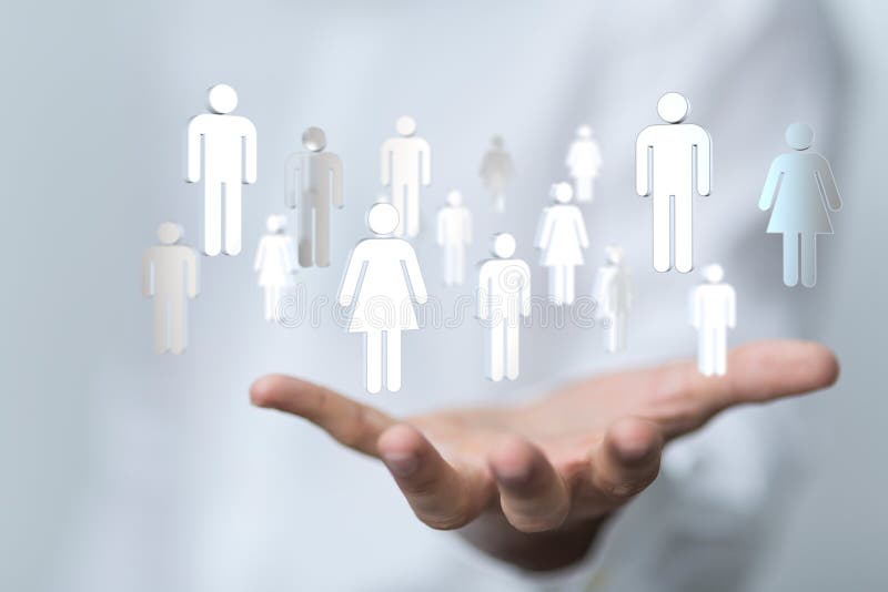 Person Working with a Virtual Projection of Network Connections Team ...